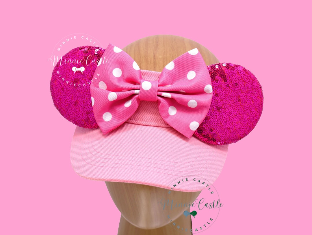 Pink Polka Dots Mickey Visor, Custom Color Mouse Ears Visor, Minnie ...