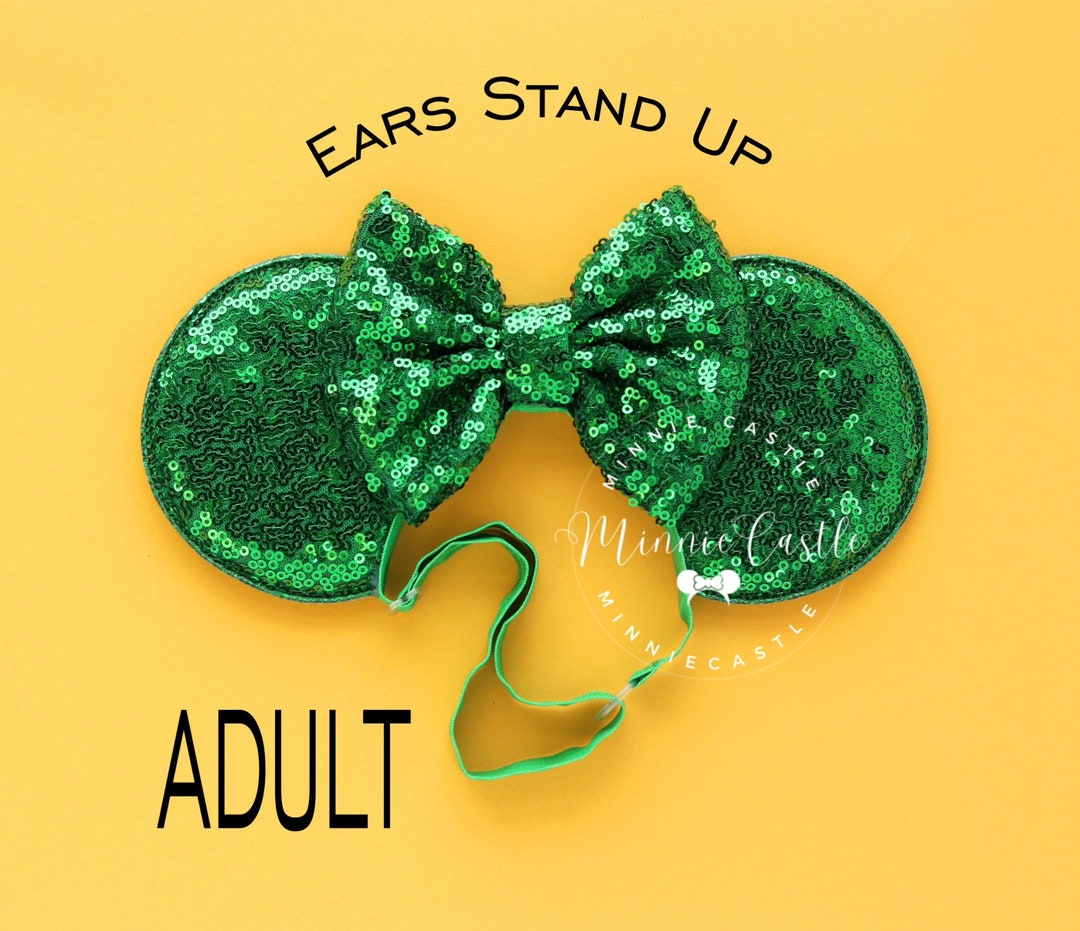 Minnie Ears Elastic Headband, Green Mickey Ears, Adults Women Minnie ...
