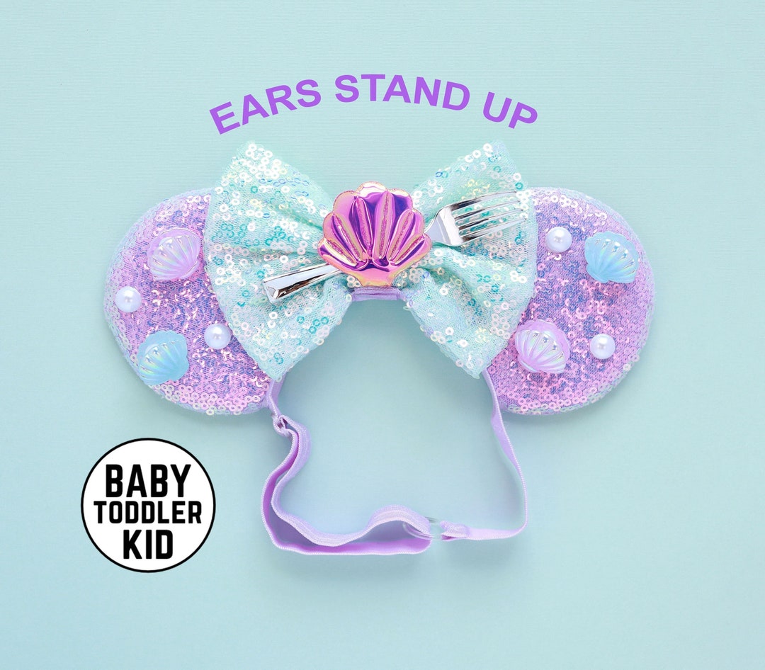 Mermaid Mickey Ears, Shell Mouse Ears, Baby Toddlers Minnie Ears With ...