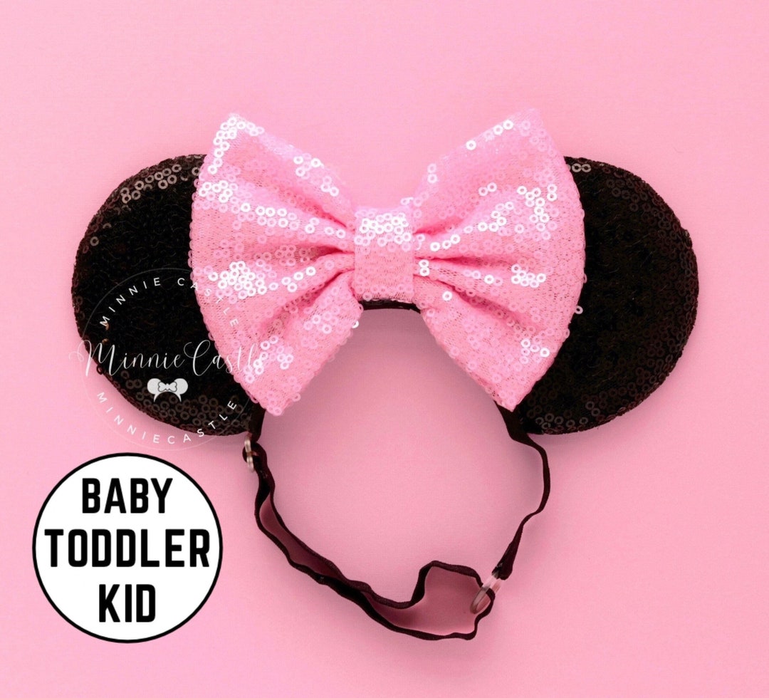Mickey Ears, Baby Pink Minnie Ears, Baby Toddlers Minnie Ears, Pink Bow ...