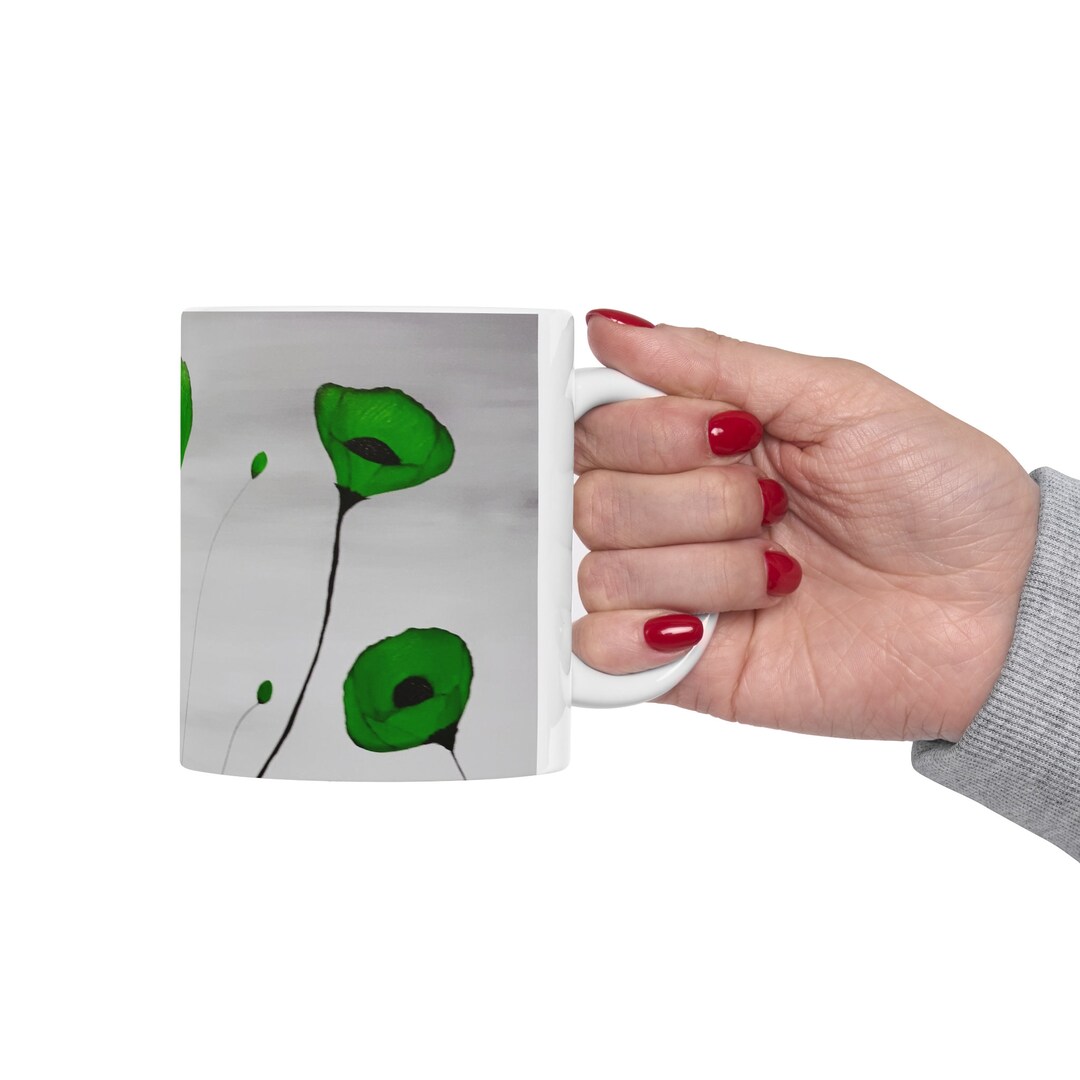 Green Coffee Mug Design Gift in Glowing Green Thank You Artistic Gift ...