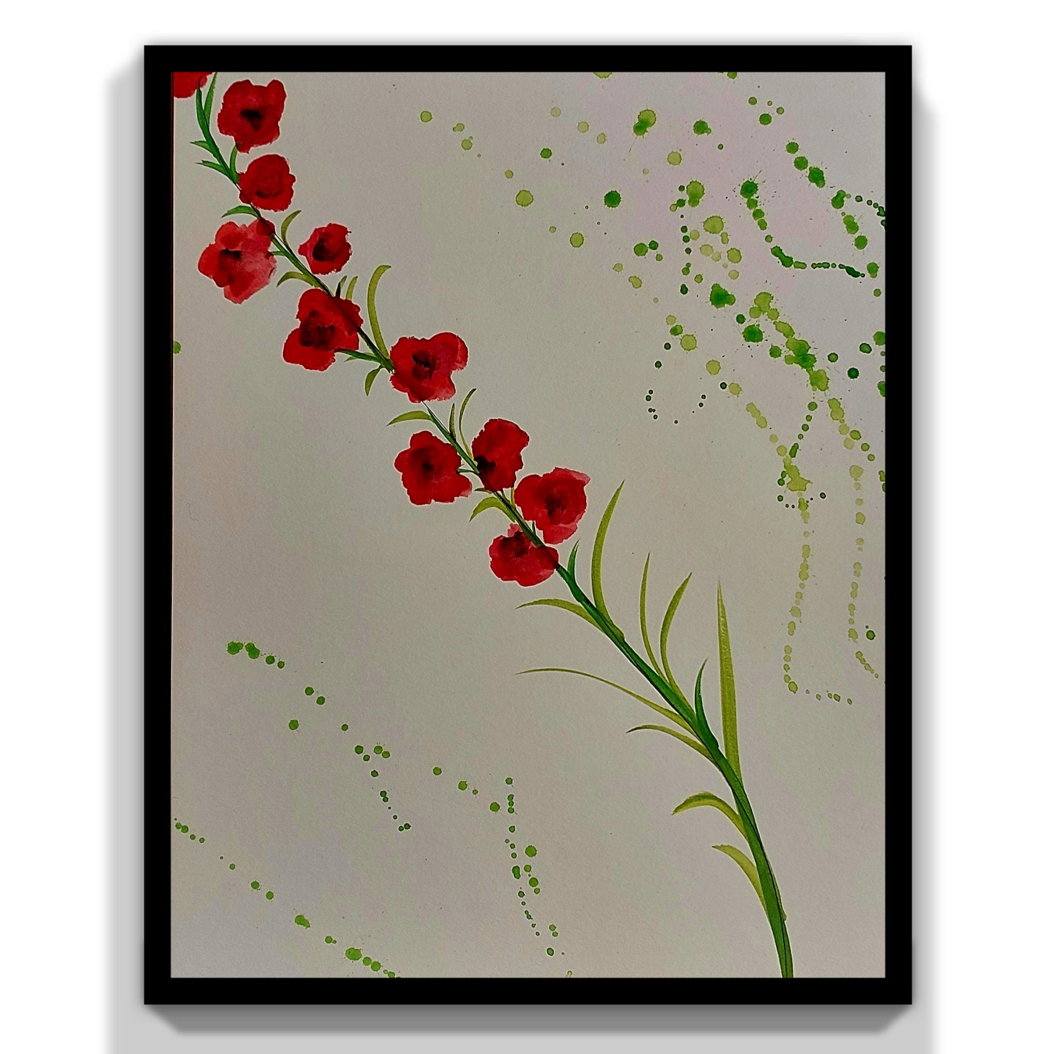 Colorful Watercolor Painting on Acid-free Paper Wall Decor Red Flowers ...