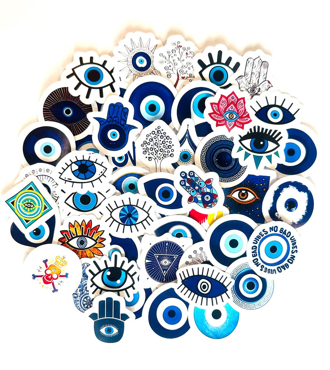 Evil Blue Eye Vinyl Stickers: Laptop, Tablet, Water Bottle Decals (10 ...