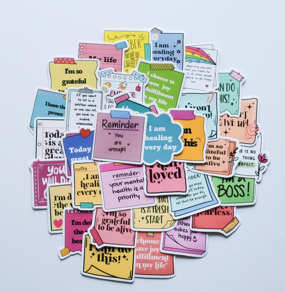Motivational Mental Health Sticky Note Vinyl Stickers. Positive ...