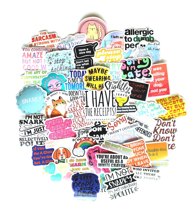 Sarcastic Stickers-funny Quotes. Set of 10-50 Pcs Stickers. - Etsy