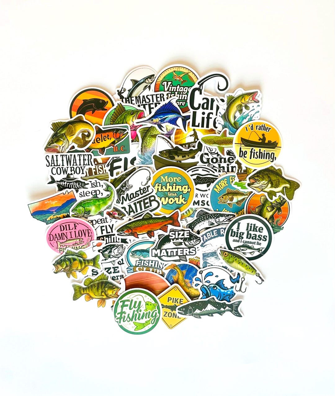 Fishing Stickers – Adult Humor, Waterproof Vinyl Decals (10-50pcs) - Etsy