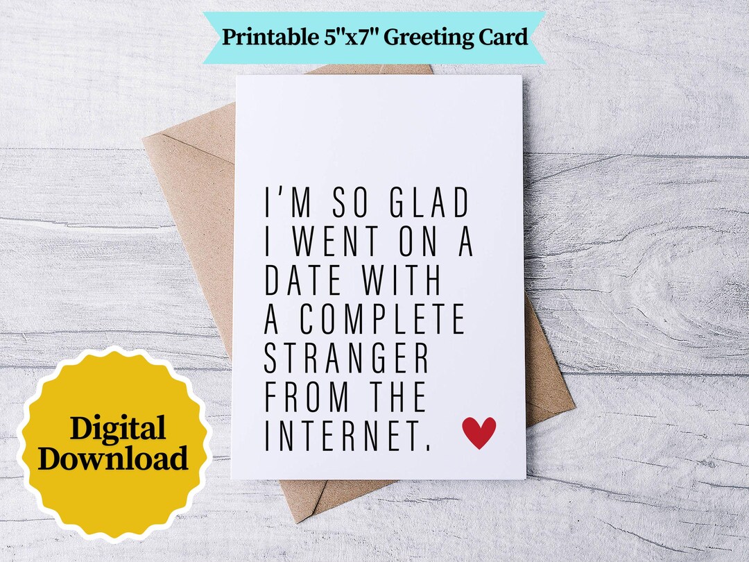 Printable -love in the Digital Age: Funny Online Dating Card for ...