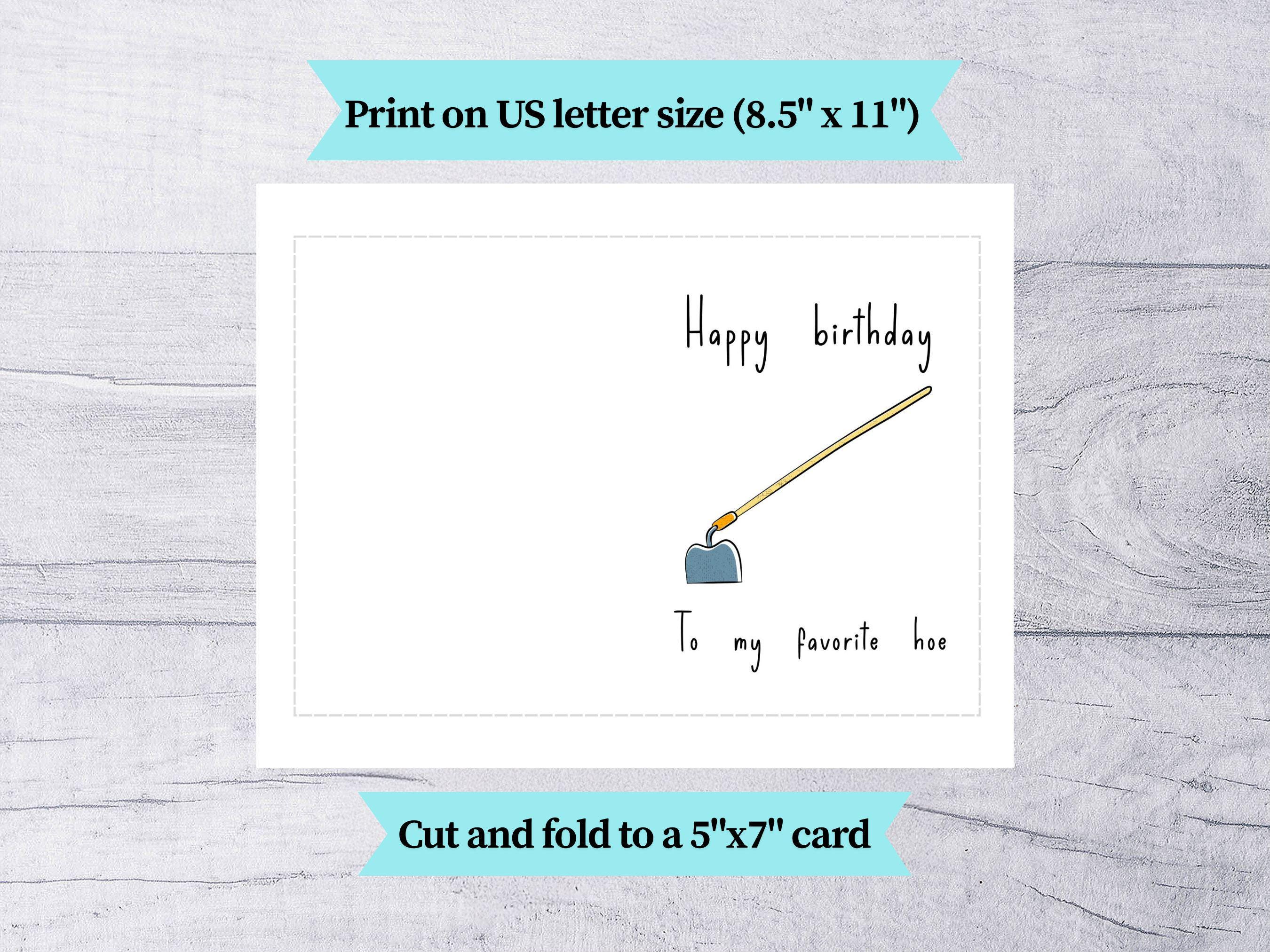 Printable-happy Birthday to My Favorite Hoe - Funny Greeting Card ...