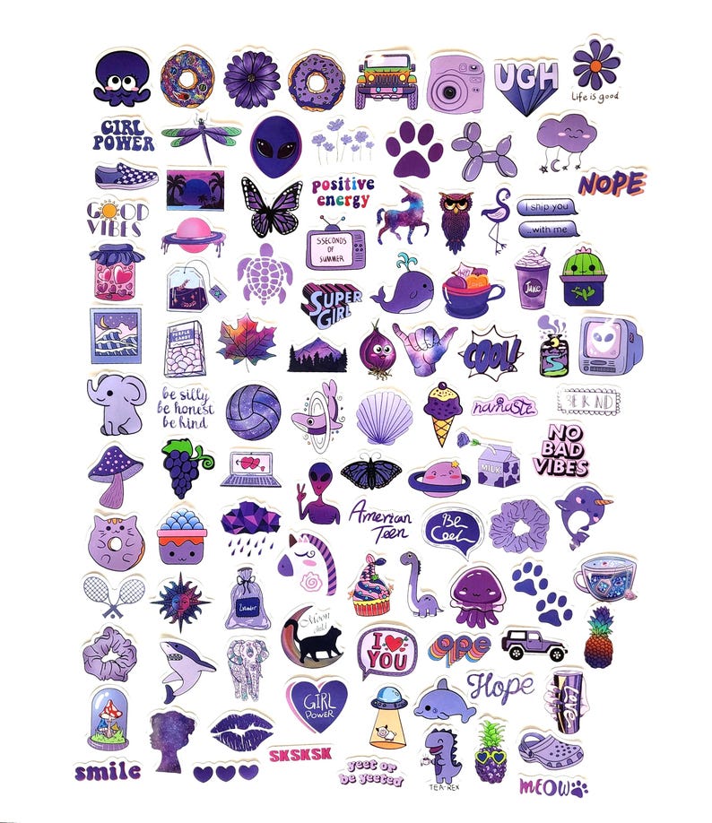 Purple VSCO Stickers: Girl Power Vinyl Decals (20-100pcs) - Etsy