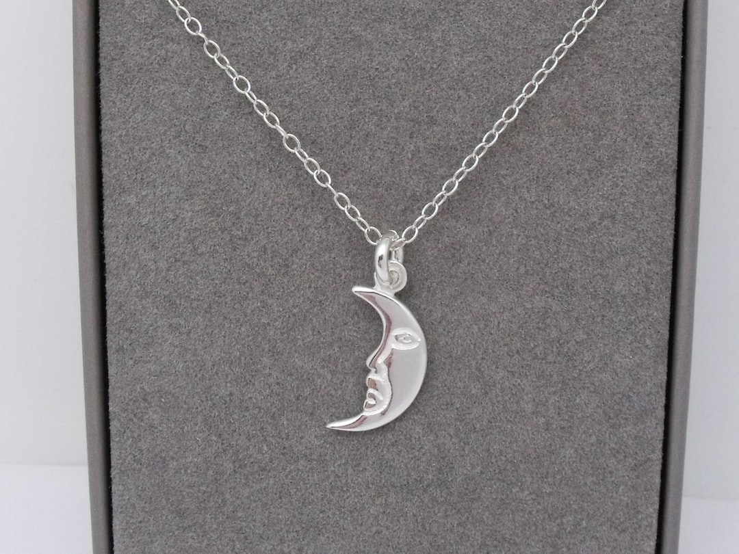 Sterling Silver Moon Pendant Necklace Jewellery Gift Silver Moon ...
