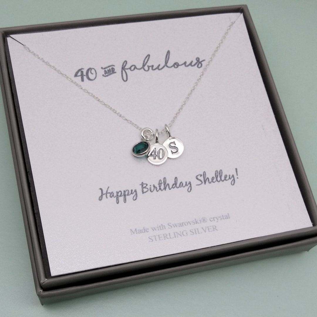 40th Birthday Sterling Silver Custom Message Necklace | 40 Birthday ...