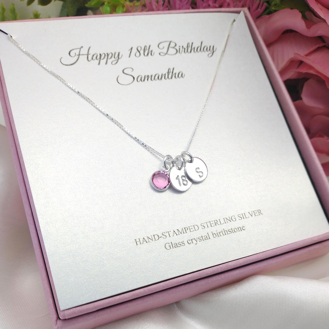18th Birthday Sterling Silver Message Pendant Necklace | 18 Birthday ...