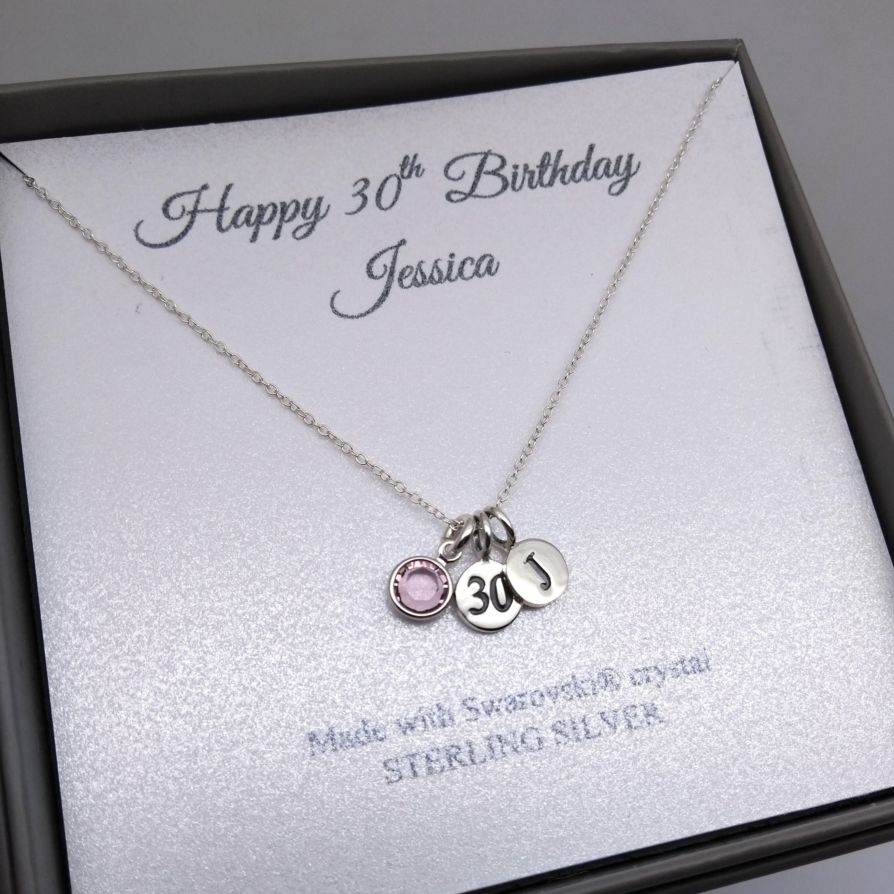30th Birthday Sterling Silver Message Name Pendant Necklace - Etsy
