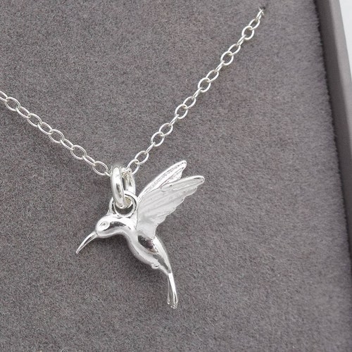 Sterling Silver Hummingbird Necklace Hummingbird Pendant - Etsy UK