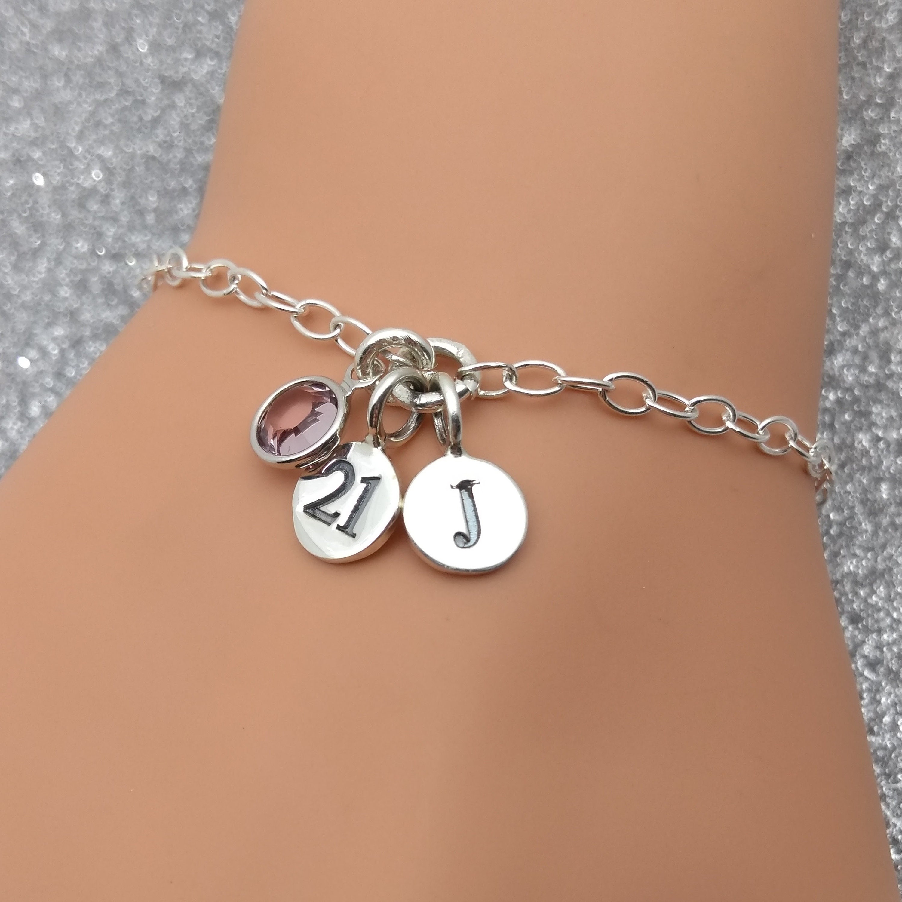 21st Birthday Bracelet Sterling Silver Message 21 Birthday - Etsy.de