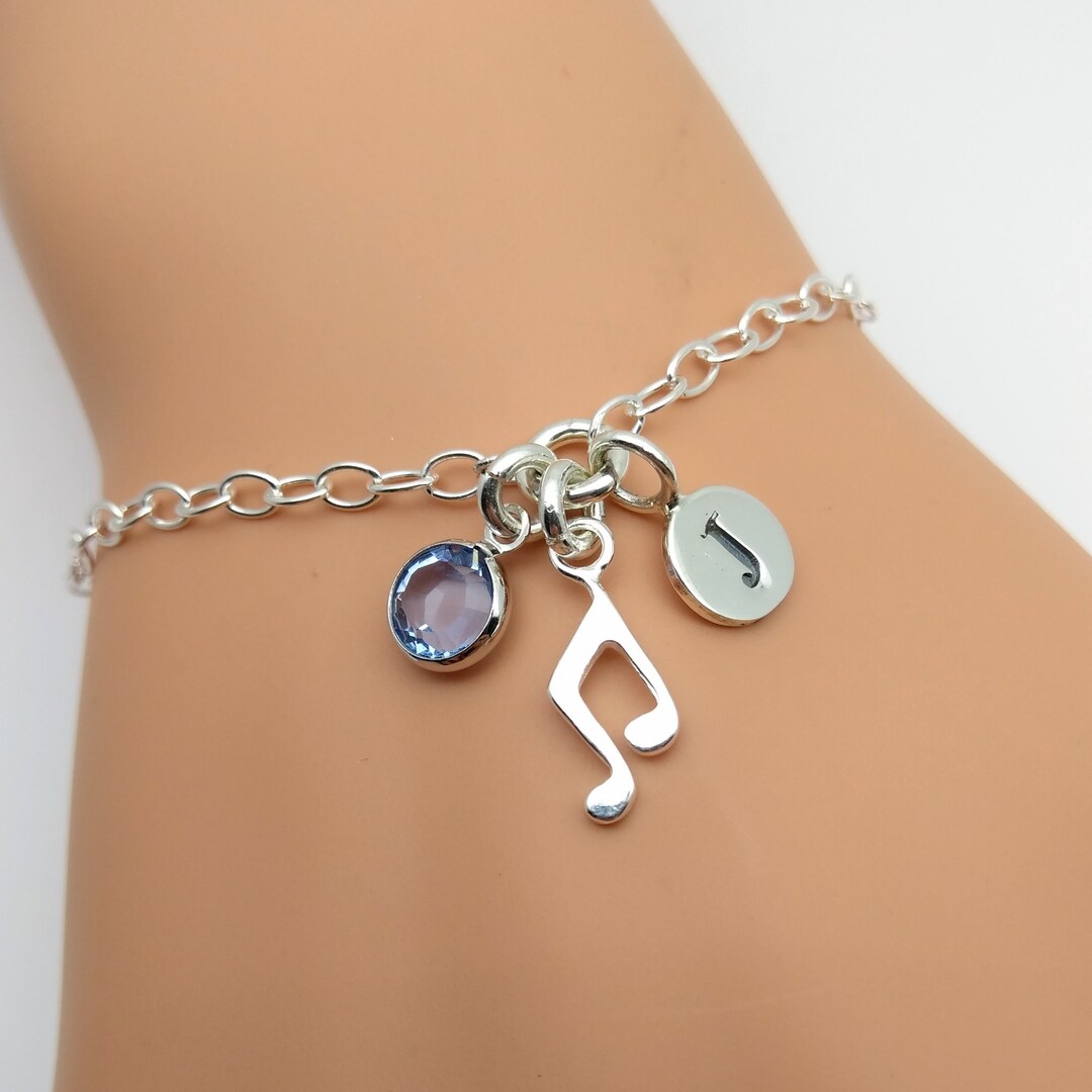 Music Note Sterling Silver Bracelet Silver Musical Note Jewellery ...