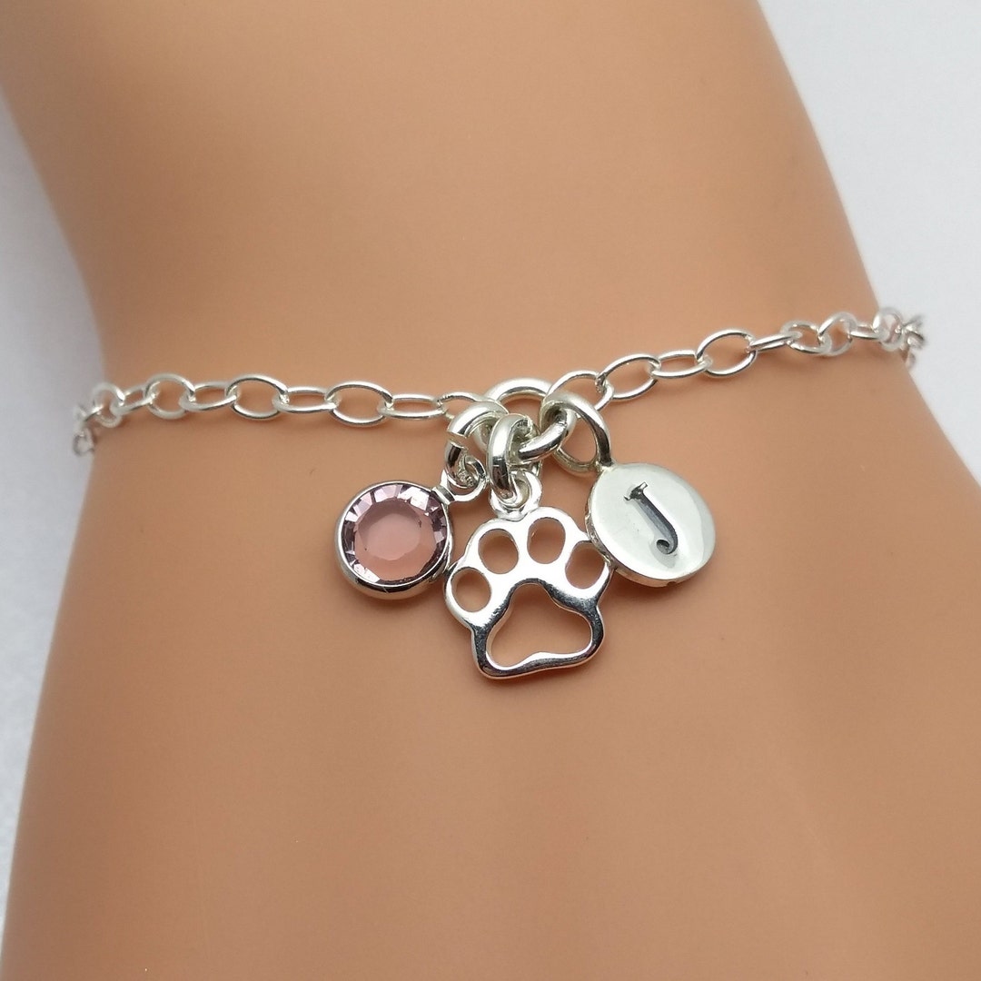Sterling Silver Pet Paw Print Bracelet | Silver Animal Paw Jewellery ...