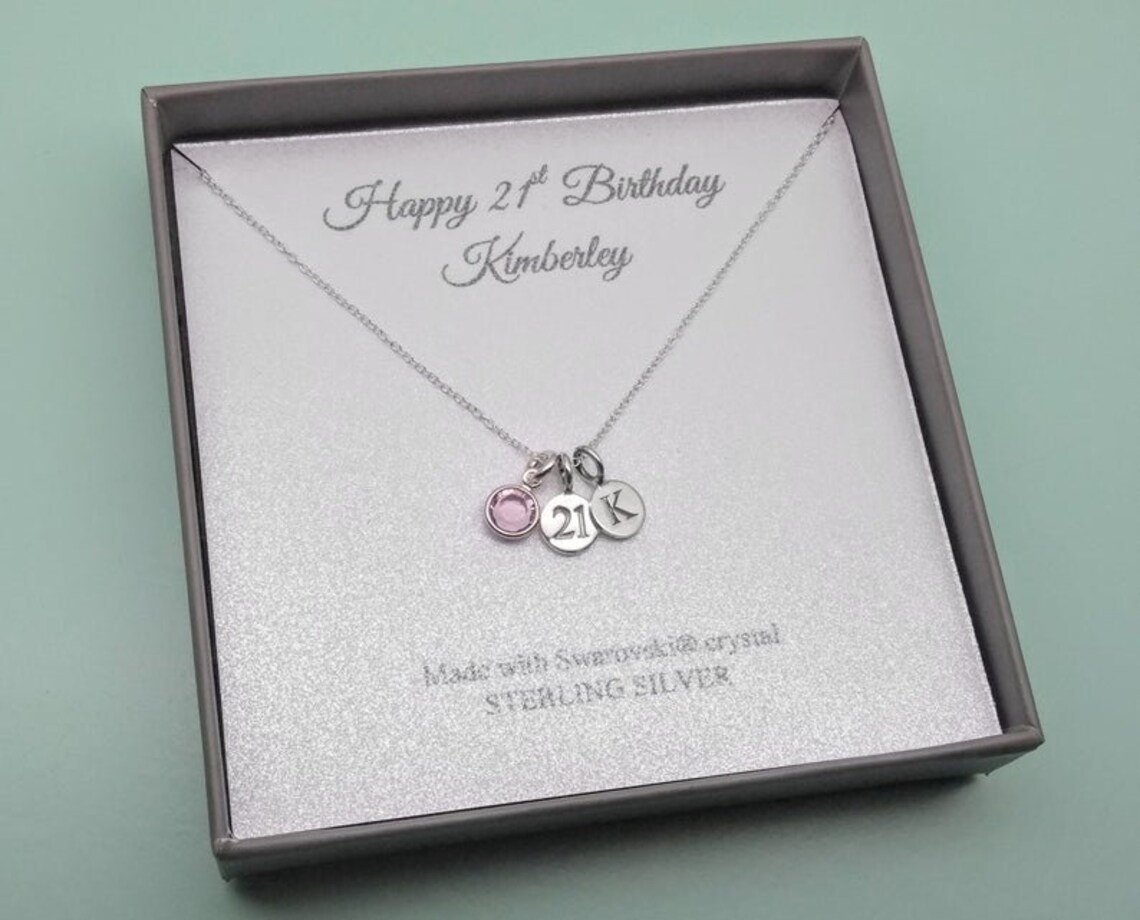 21st Birthday Sterling Silver Message Pendant Necklace 21 - Etsy
