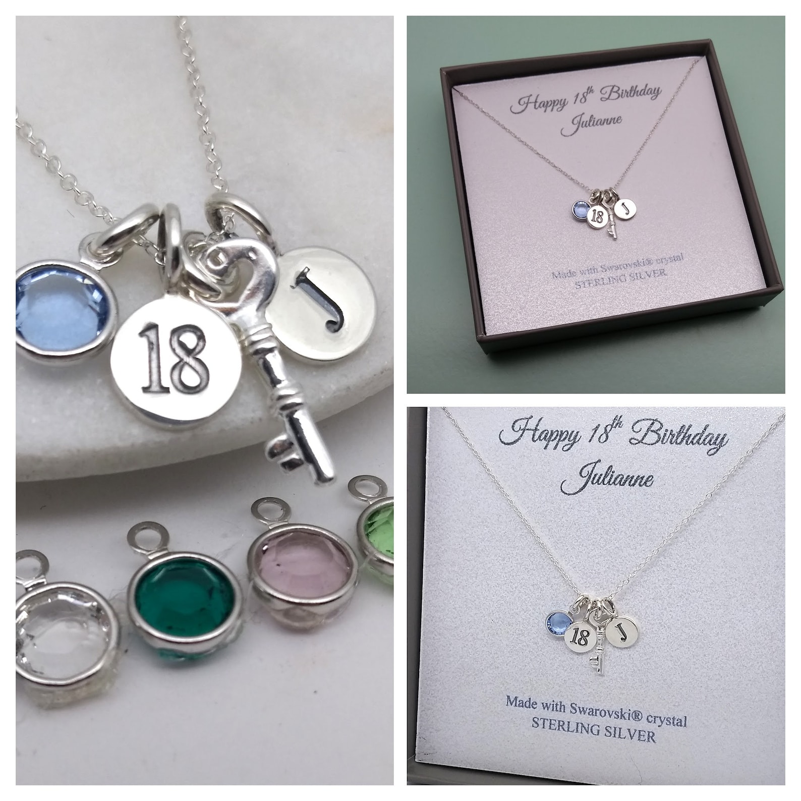 18th Birthday Sterling Silver Message Pendant Necklace 18 Birthday ...
