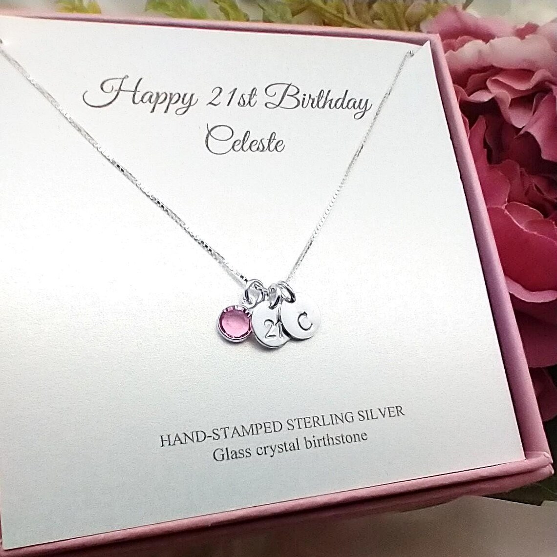 21st Birthday Sterling Silver Message Pendant Necklace | 21 Birthday ...