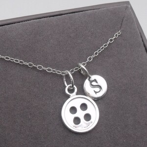 Sterling Silver Button Necklace | Button Pendant | 925 Button Charm ...