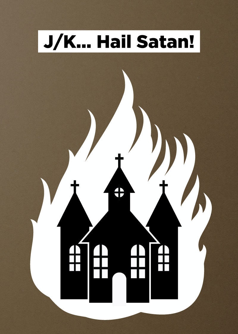 Hail Satan Greeting Card God Bless You J/K... Hail Satan - Etsy