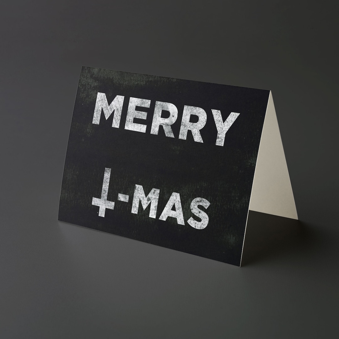 Satanic Christmas Card 3-pk - Merry Christ-less Upside-down Cross - Etsy