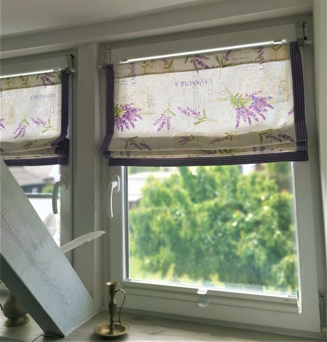 Roman Blind Velcro Curtain Tunnel Panels Lavender Pattern Adjustable ...