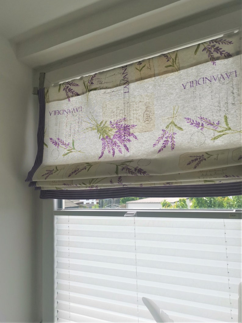 Roman Blind Velcro Curtain Tunnel Panels Lavender Pattern Adjustable ...