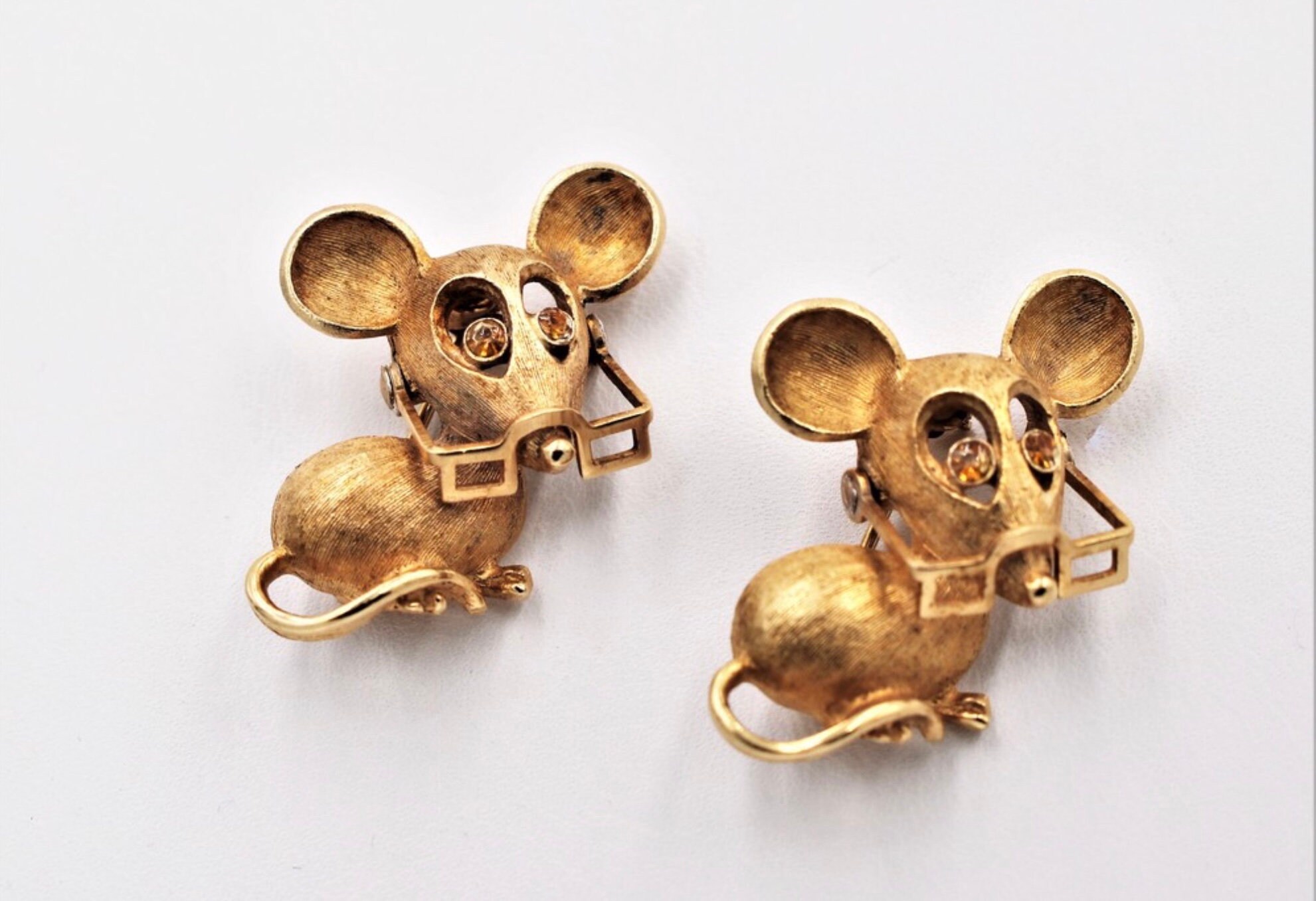 Vintage Avon Mouse Articulating Glasses Rhinestone Eyes Brooch | Etsy