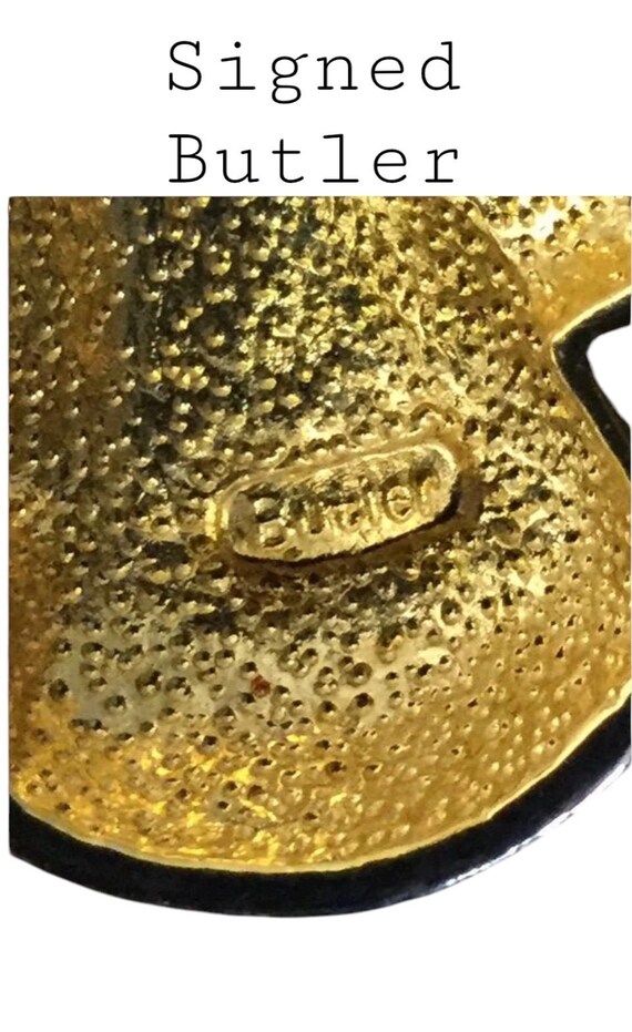 Signed Butler Rhinestone Gold Tone Demi Parure Brooch… - Gem