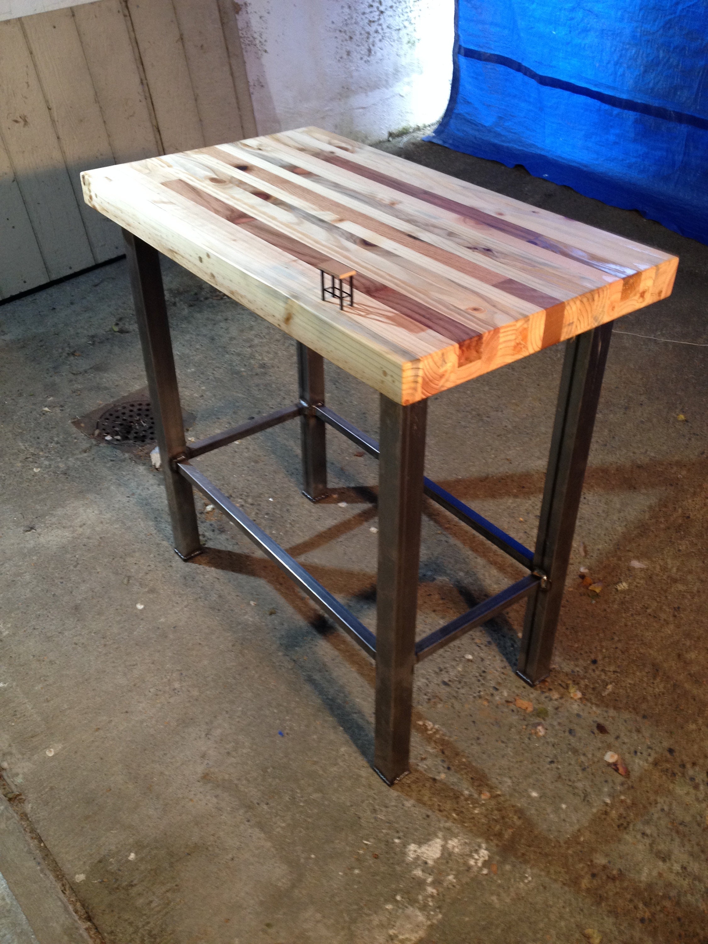 Redwood and Reclaimed Lumber Butcher Block Kitchen Island Table - Etsy ...