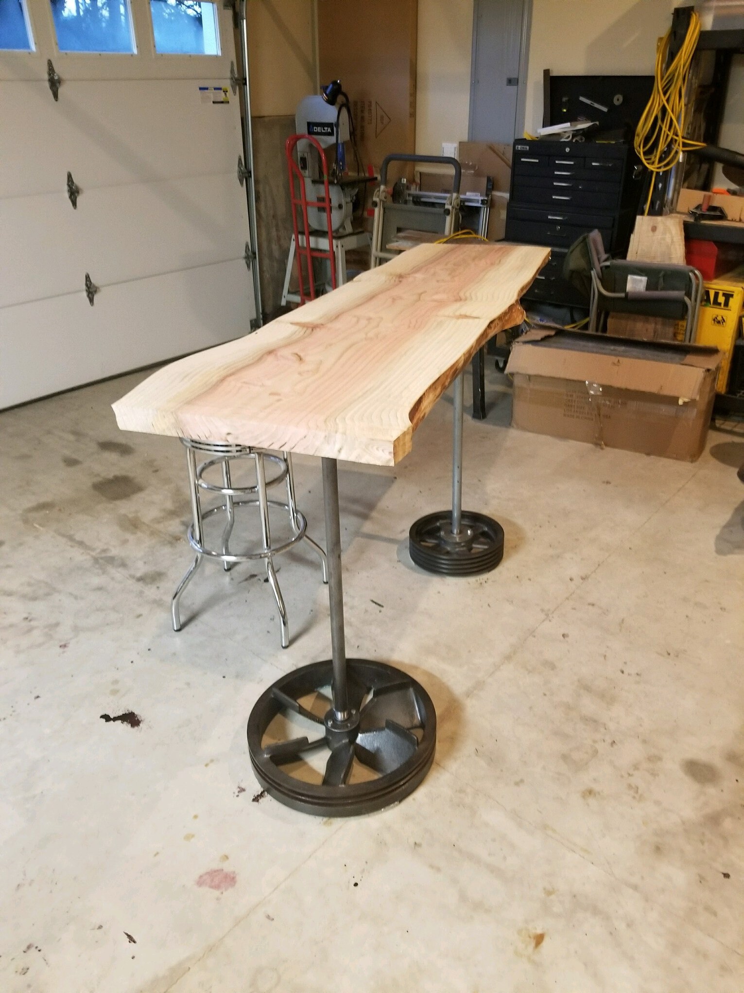 Redwood Slab Bar Table With Industrial Base - Etsy