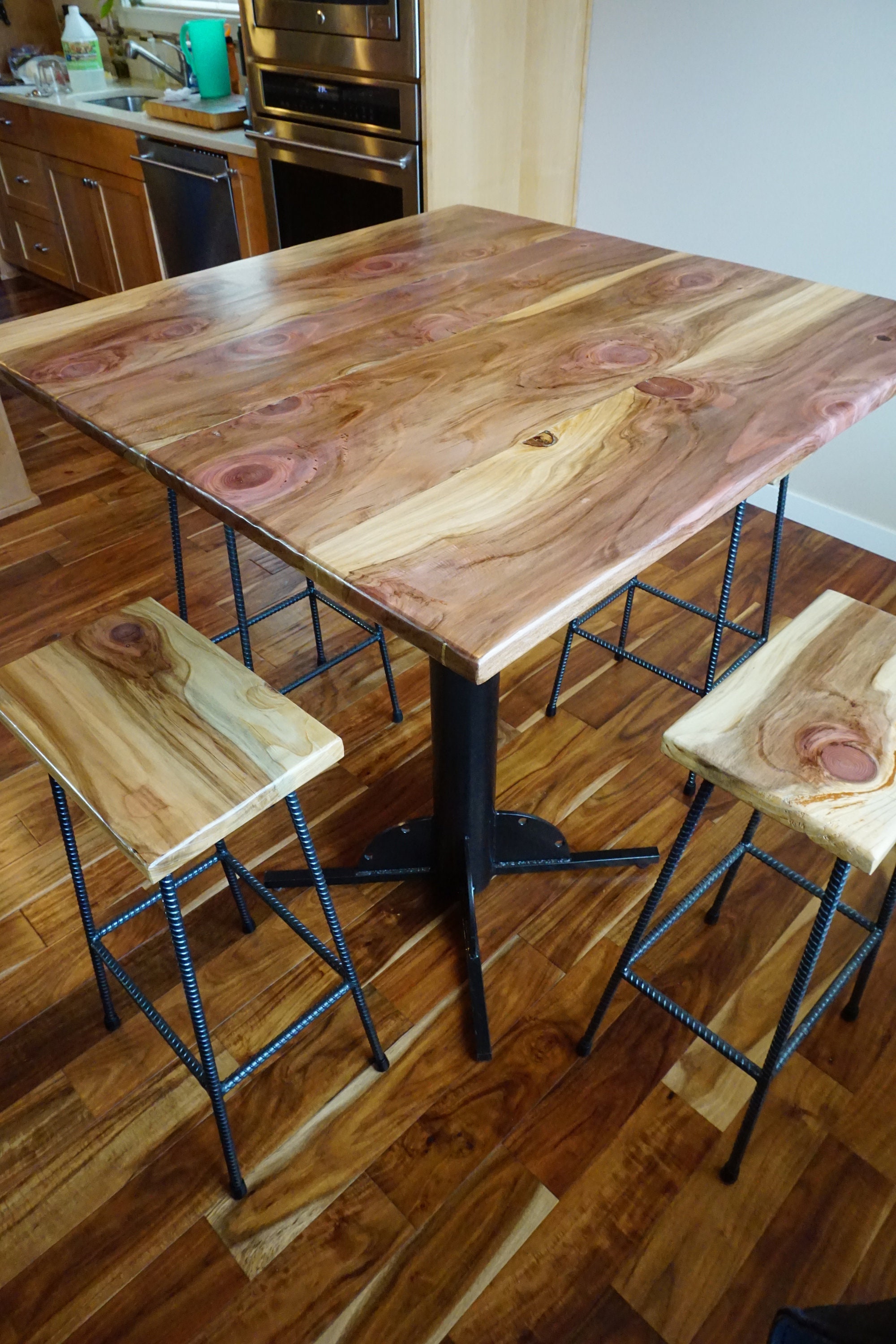 Redwood Bar Table With Matching Rebar Stools - Etsy