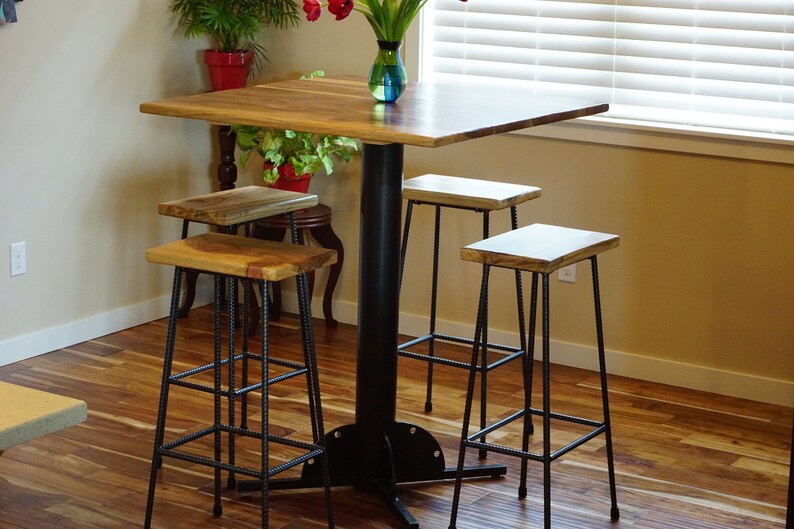 Redwood Bar Table With Matching Rebar Stools - Etsy