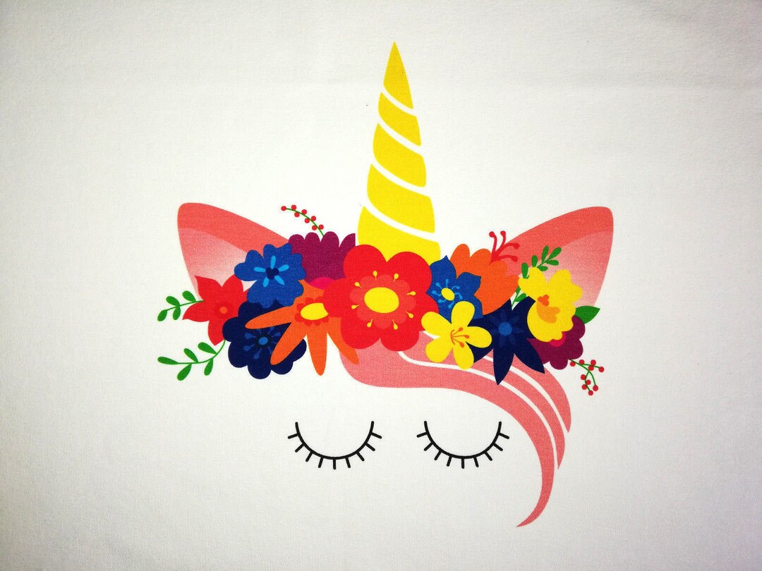 Panel Einhorn Unicorn Einhorngesicht Blumen Kranz Sommersweat Frech Terry 50x60 Cm Motiv 3 - Etsy