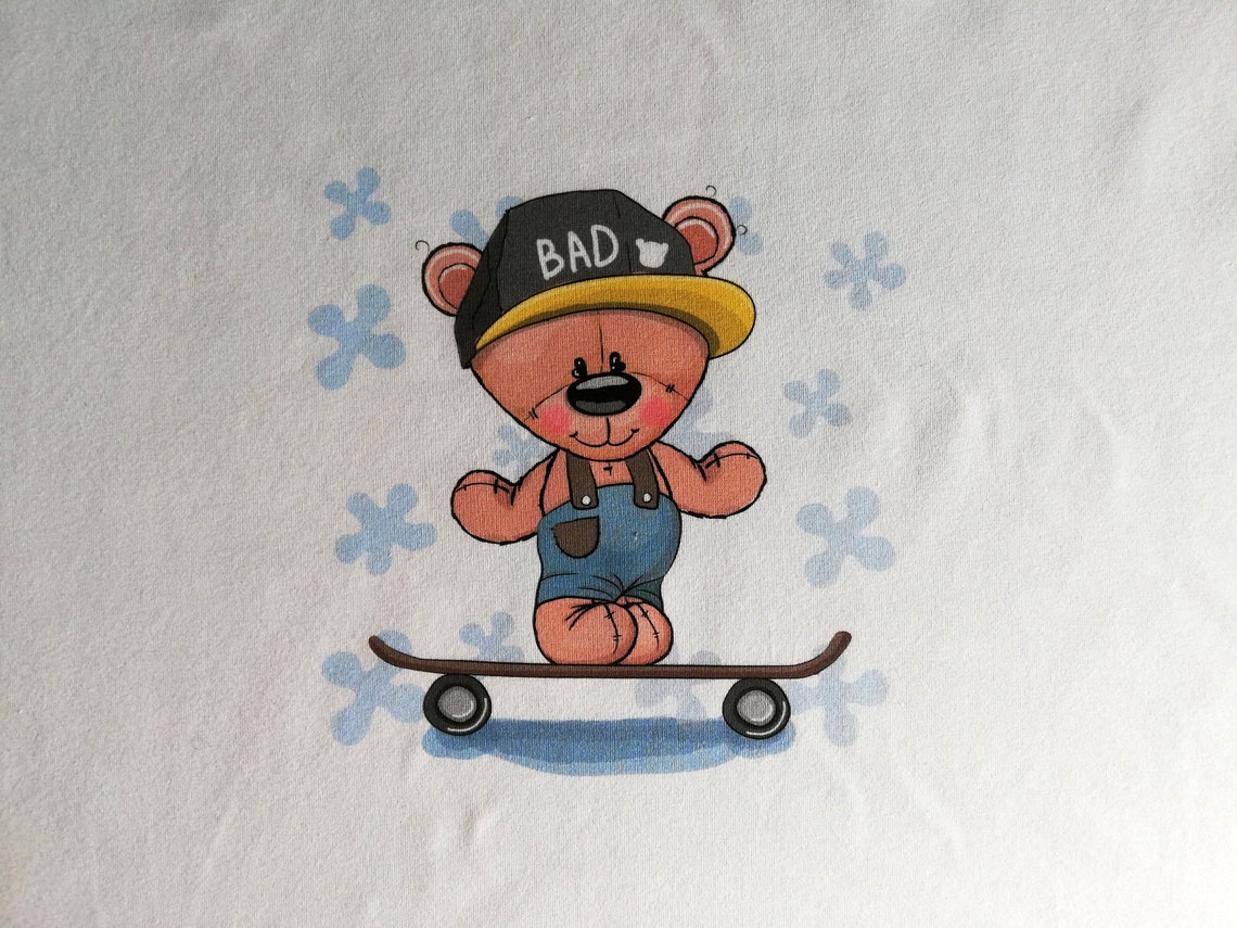 Panel Bear Bear on Skateboard With Cappy Teddy Bear Young Bear - Etsy