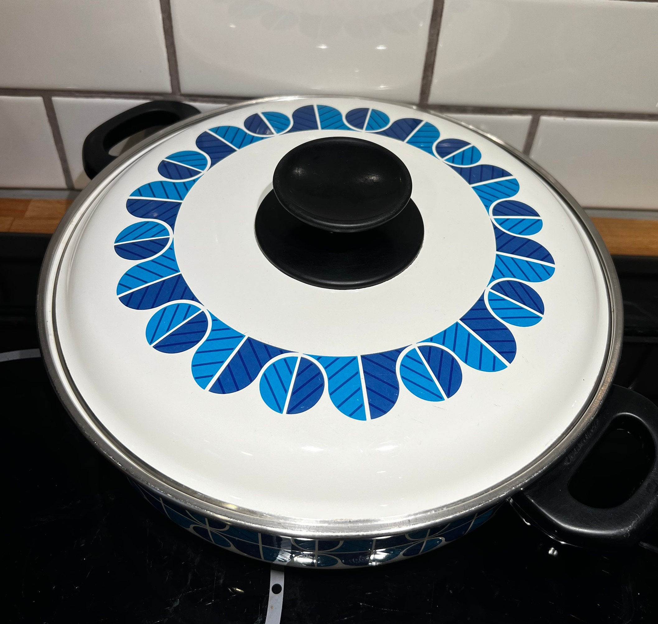 Vintage Enamelware Pot Noritake - Mid Century Modern Pattern Cookware ...