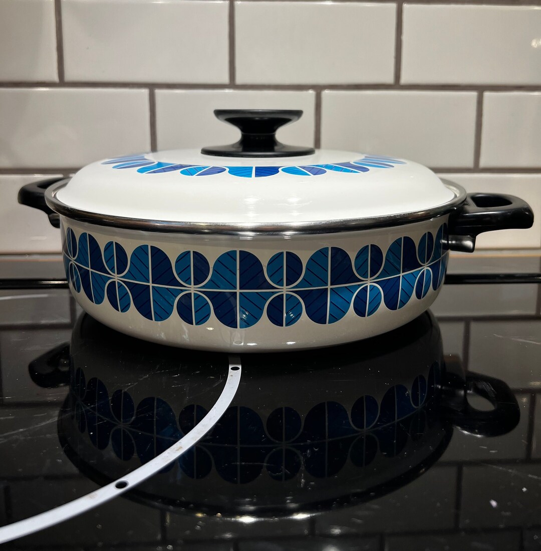 Vintage Enamelware Pot Noritake - Mid Century Modern Pattern Cookware ...