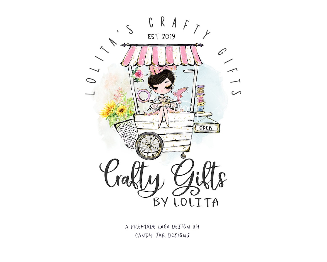 Craft Girl Logo, Crafty Girl Logo, Craft Cart Logo, Editable Craft Lady ...