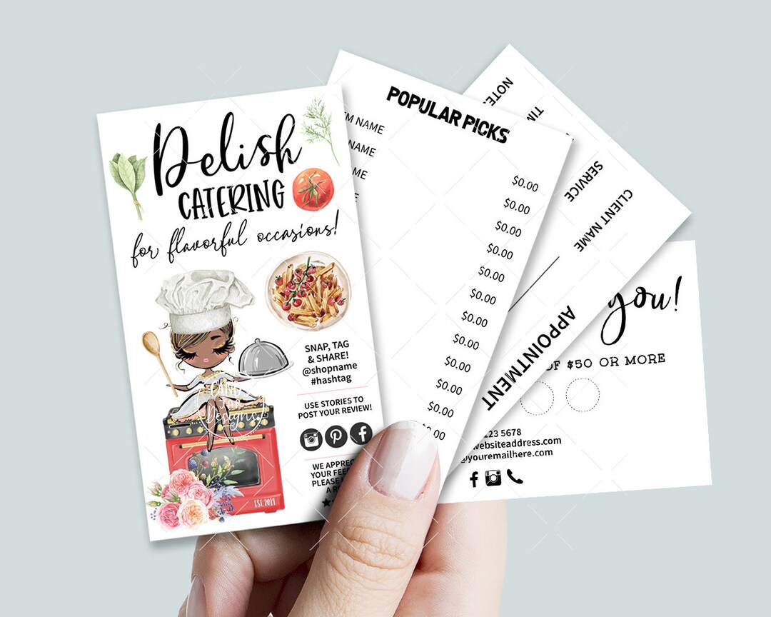 Catering Business Card Set, Mini Menu Card, Appointment Card, Loyalty ...