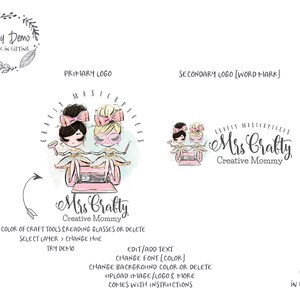 Handcrafter Logo, Craft Twin Girls Logo, Crafter Sisters, Editable ...