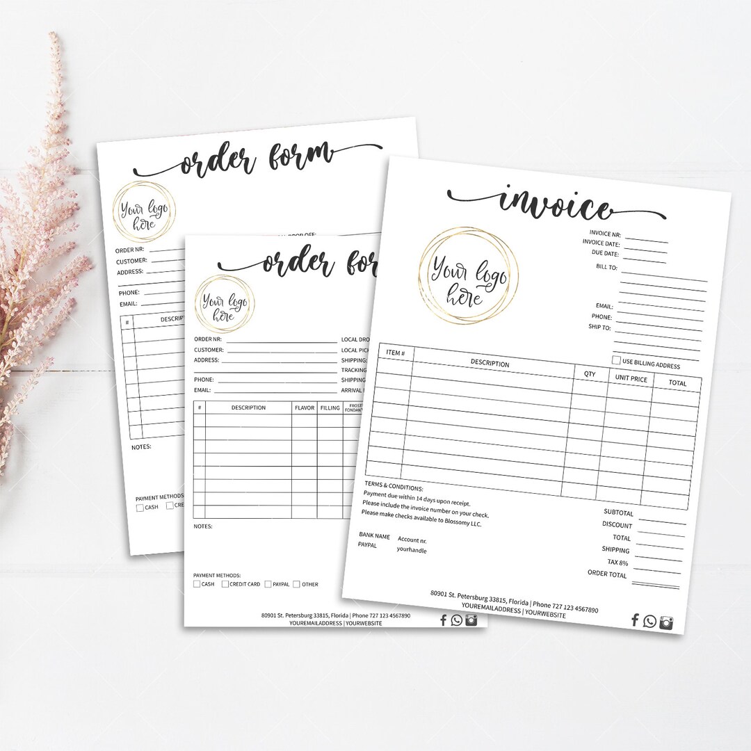 Order & Invoice, US Letter, Printable, Editable, Blank Business ...