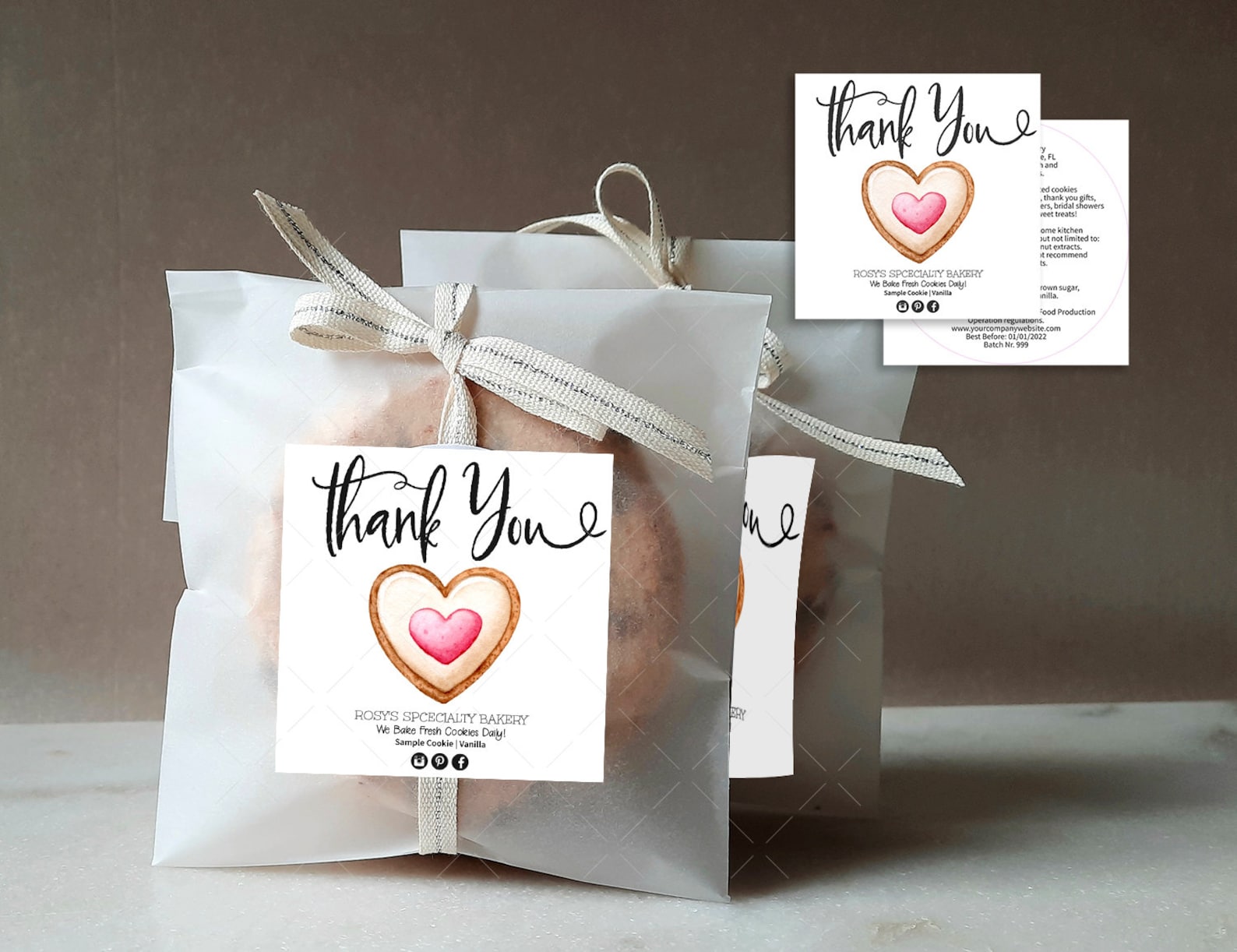Thank You Bakery Cookie Gift Sticker Sample Cookie Label | Etsy