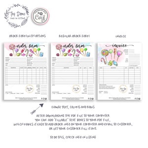 Candy Maker Invoice, Bakery Order Form, Lollipop Invoice, Candy ...