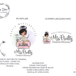 Craft Girl Logo, Crafty Girl Logo, Craft Shop Logo, Craft Lady Logo ...