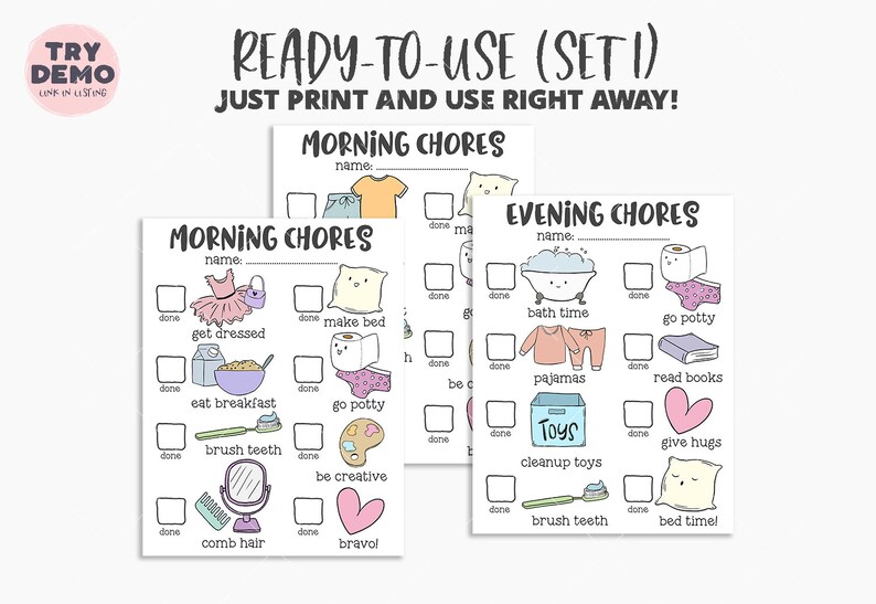 EDITABLE Kids Chores Bundle Kids Daily Tasks Toddler - Etsy