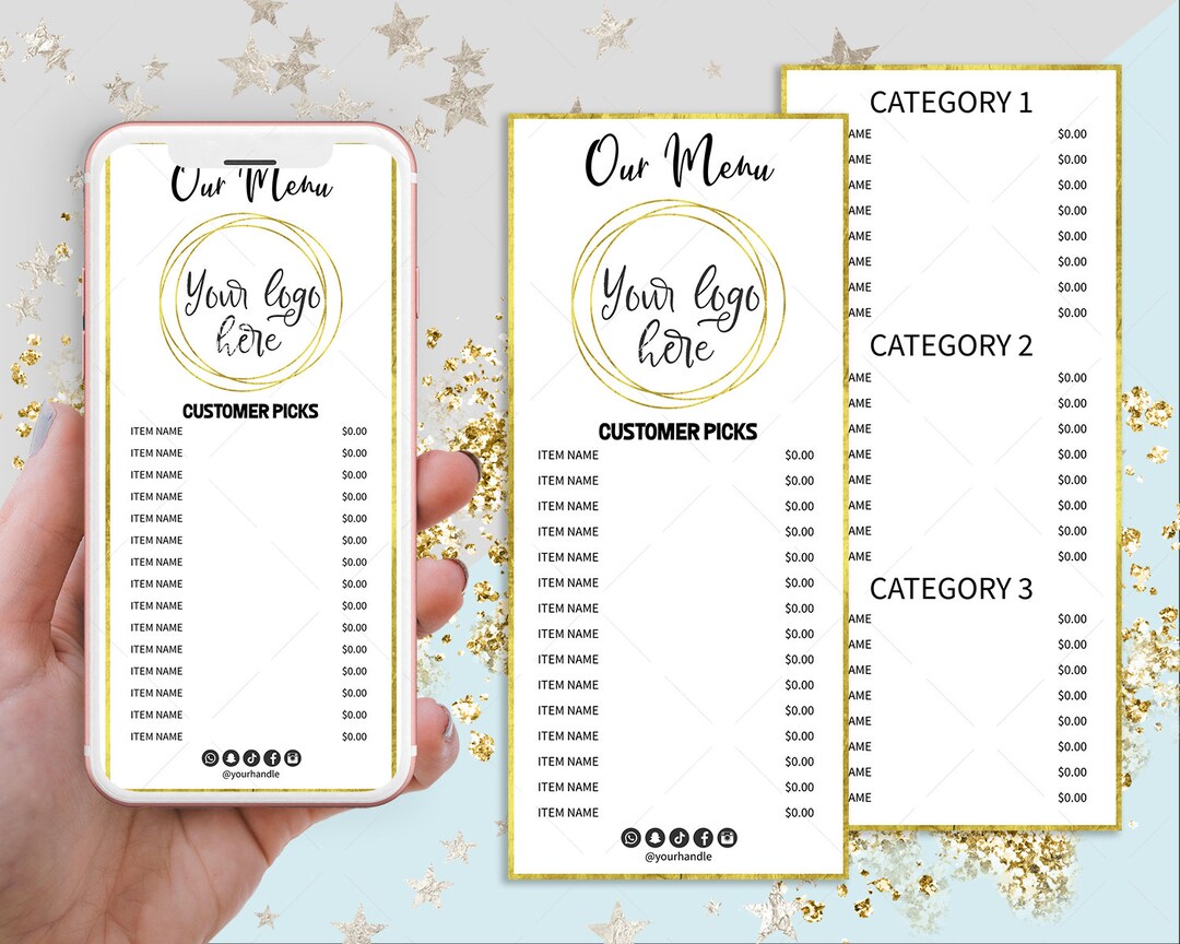 Screen Price List 4 X 9", Printable, Editable, Blank Business Template ...
