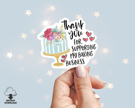 Bakery Thank You Sticker Cake Baking Stickers Pastry Shop - Etsy