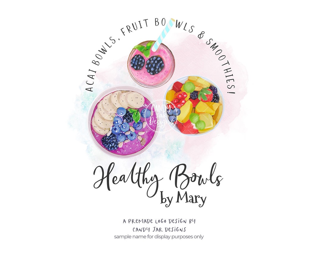 Acai Bowl Logo, Smoothie Logo, Fruit Bowl Logo, Super Food Cafe Logo ...